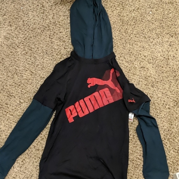 Puma | Shirts & Tops | Puma Boys Hooded Layered Look Graphic Tshirt ...